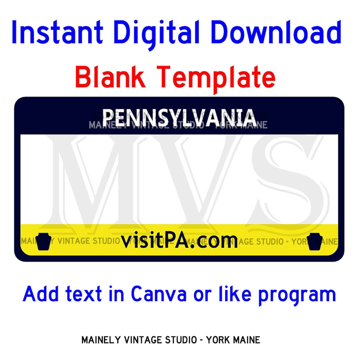 Pennsylvania PA License - Vanity Plate Blank Template Digital Printable ...