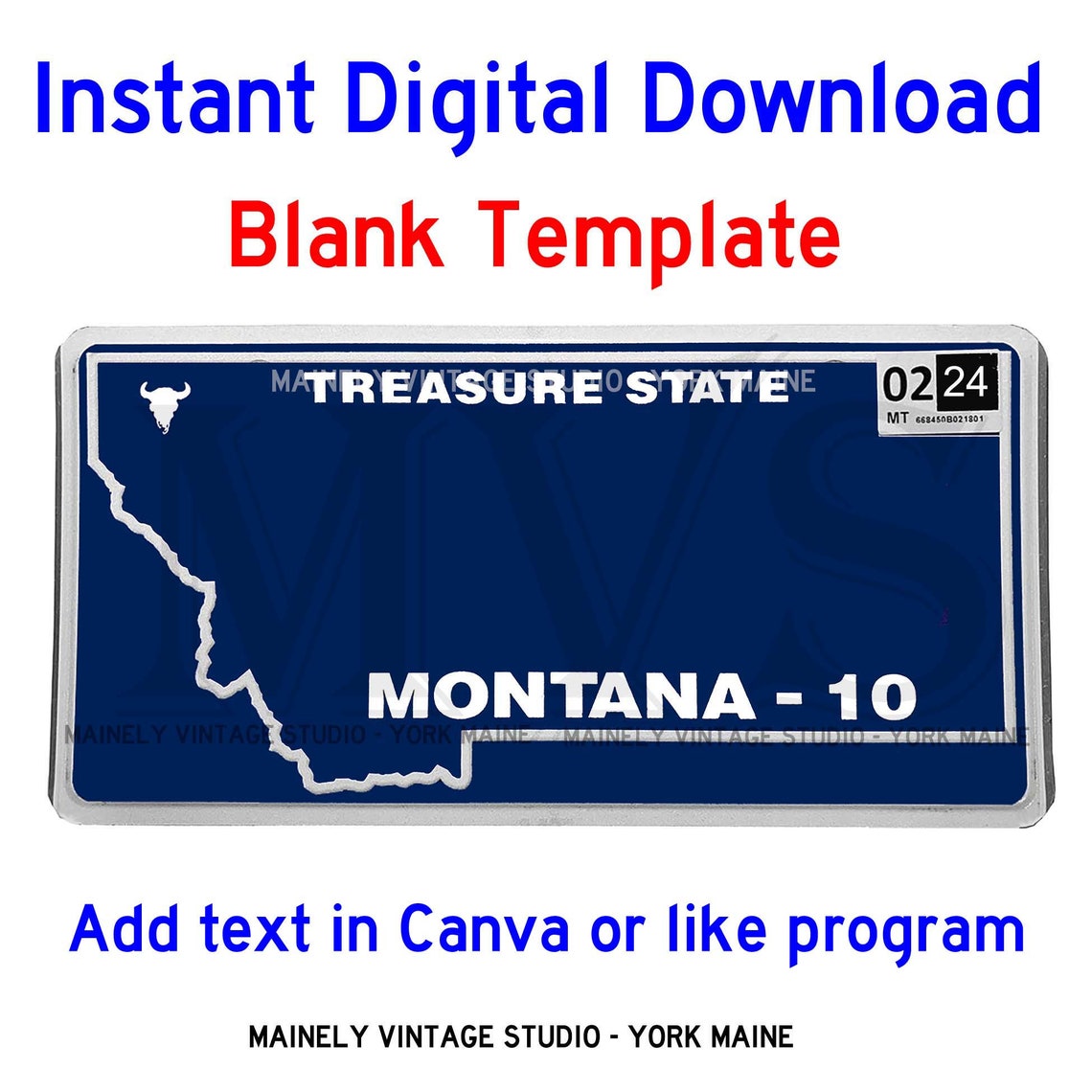 Montana MT License - Vanity Plate Blank Template Digital Printable ...