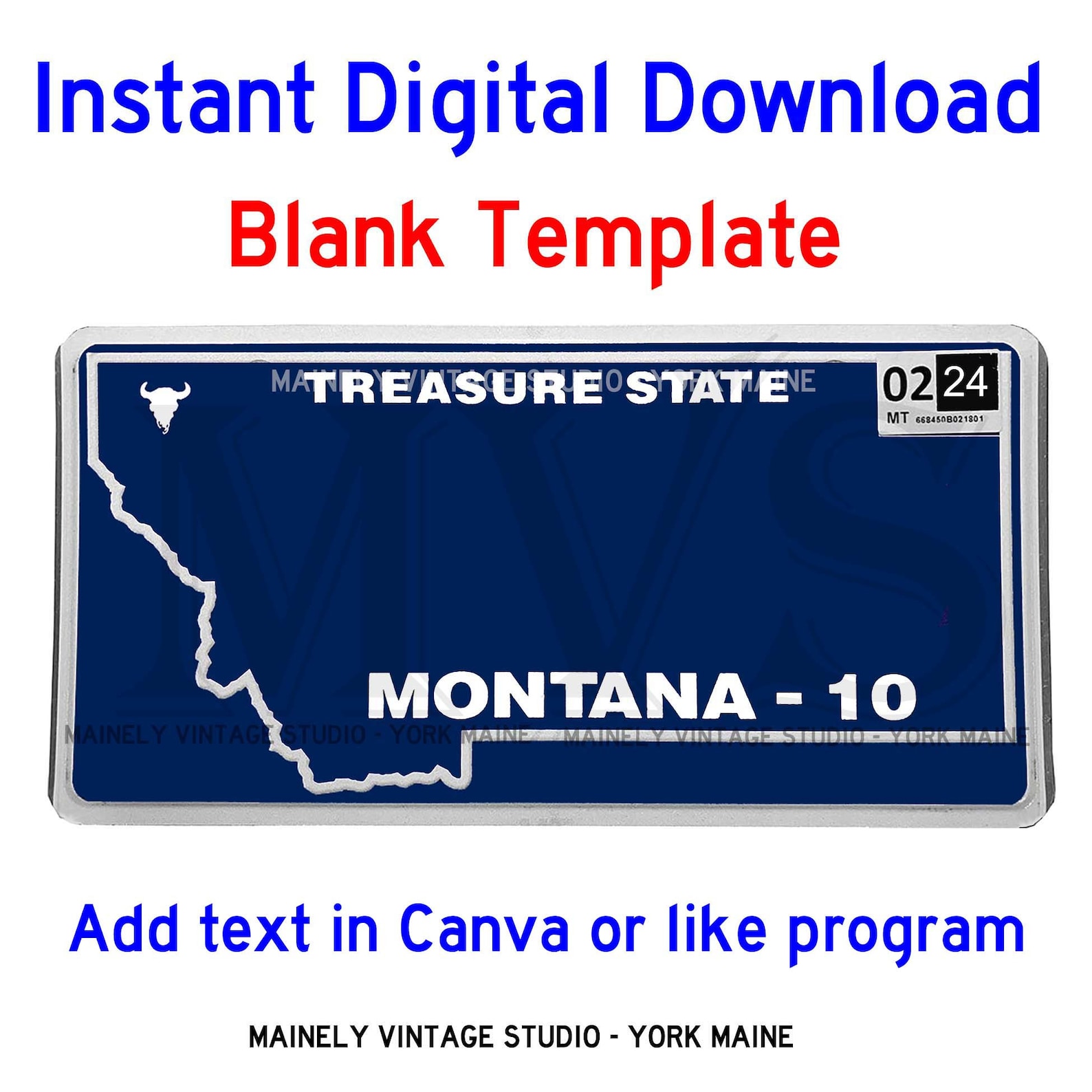 Montana MT License - Vanity Plate Blank Template Digital Printable ...
