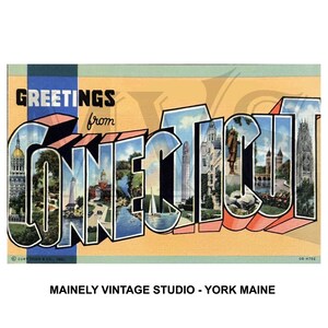 Vintage Connecticut Postcard Set – 1940s-50s Art Deco Images (digital ...