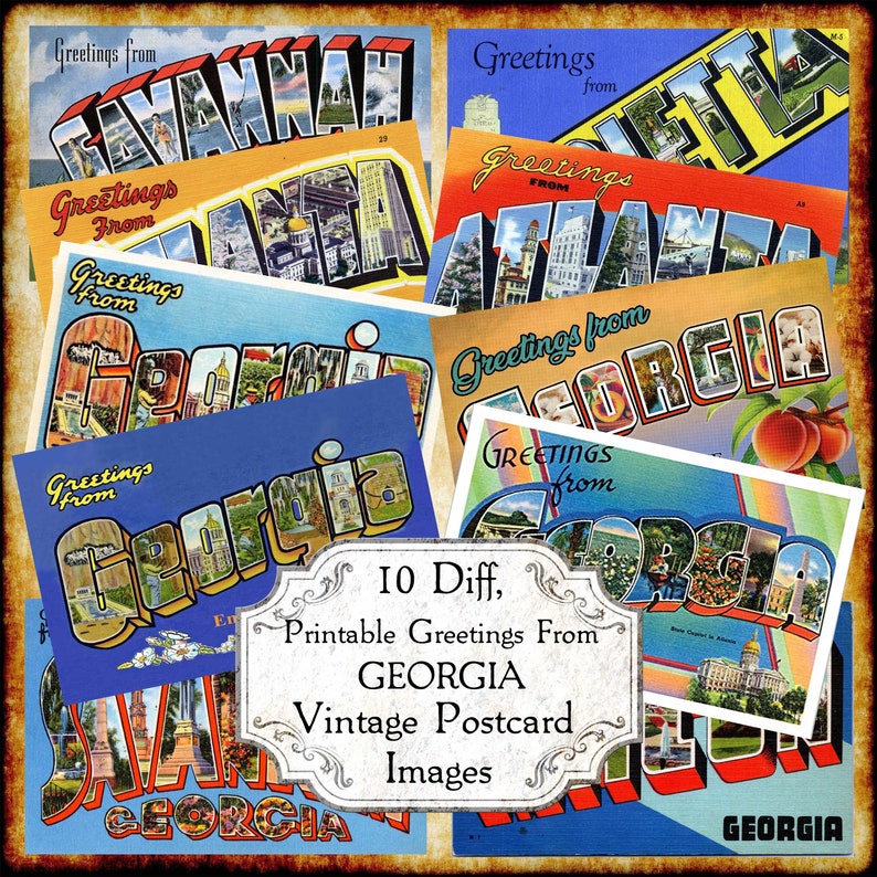 Greetings From Georgia GA Vintage Postcard Set Quality - Etsy