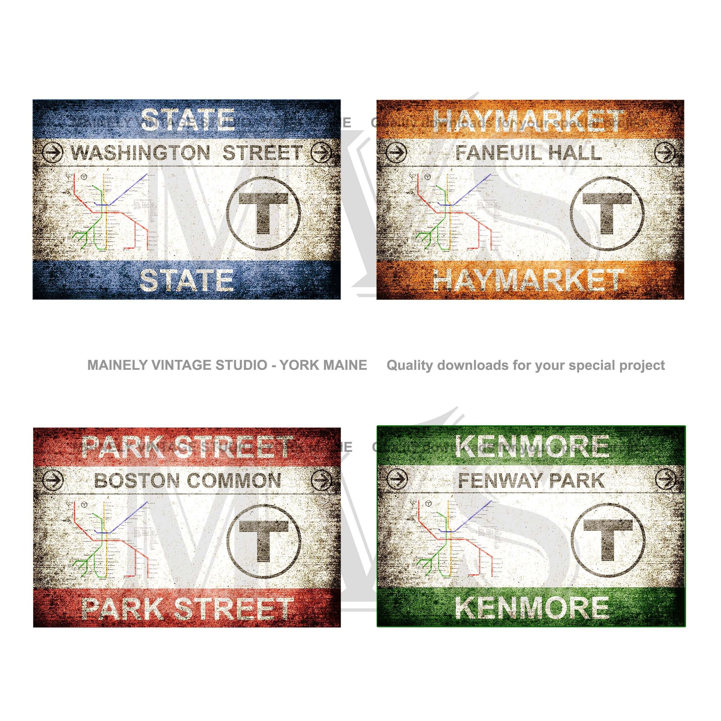 Boston MBTA Subway Red Orange Blue Green Line / PNG Digital Image File ...