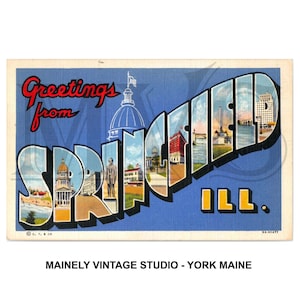 Vintage Illinois Postcard Image Set – Art Deco Greetings (digital ...