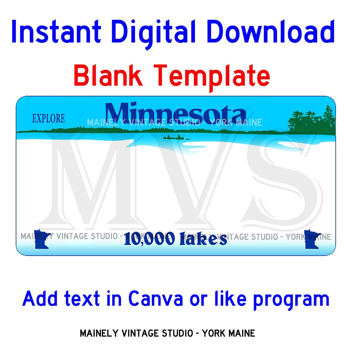 Minnesota MN License - Vanity Plate Blank Template Digital Printable ...