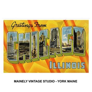 Vintage Illinois Postcard Image Set – Art Deco Greetings (digital ...