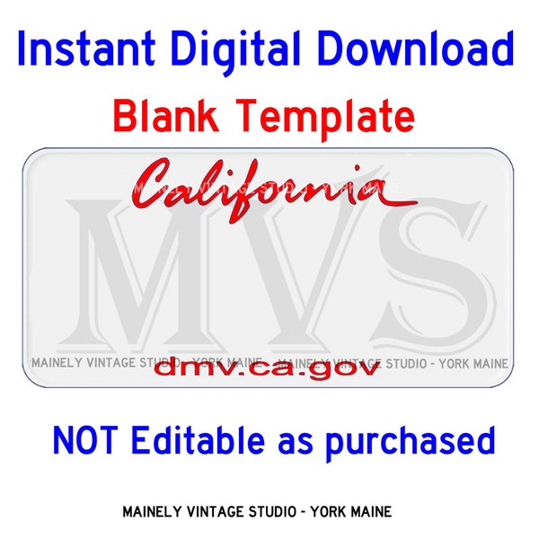 California License Plate Template - Etsy