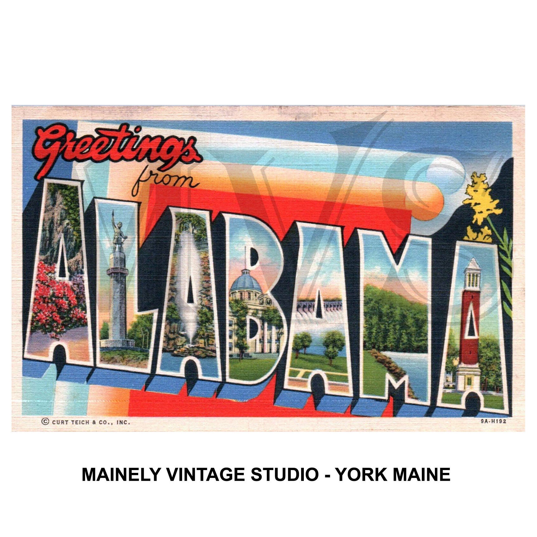 Vintage Alabama Postcard Set – 1940s-50s Art Deco (digital Download) - Etsy
