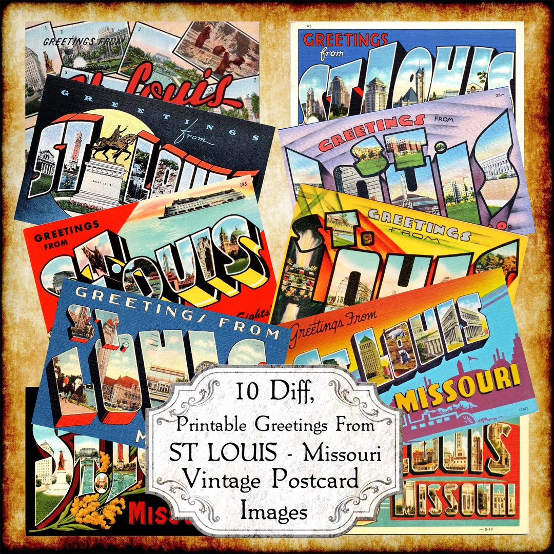Greetings From St Louis Missouri MO Vintage Postcard JPEG Image Set ...