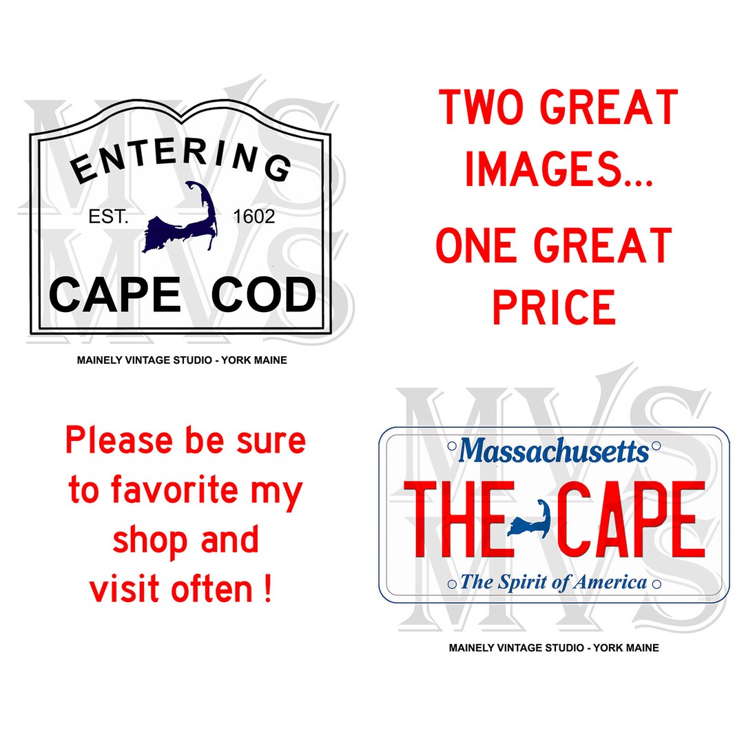 Cape Cod License Plate - Entering Sign JPG PNG Digital Printable Art ...