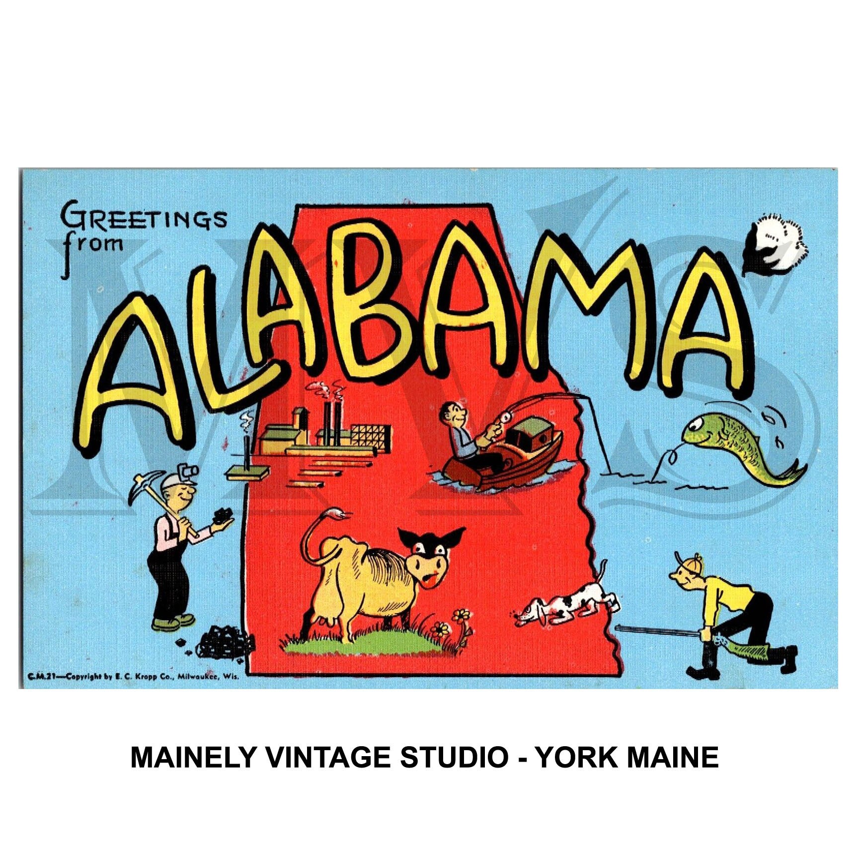 Vintage Alabama Postcard Set – 1940s-50s Art Deco (digital Download) - Etsy