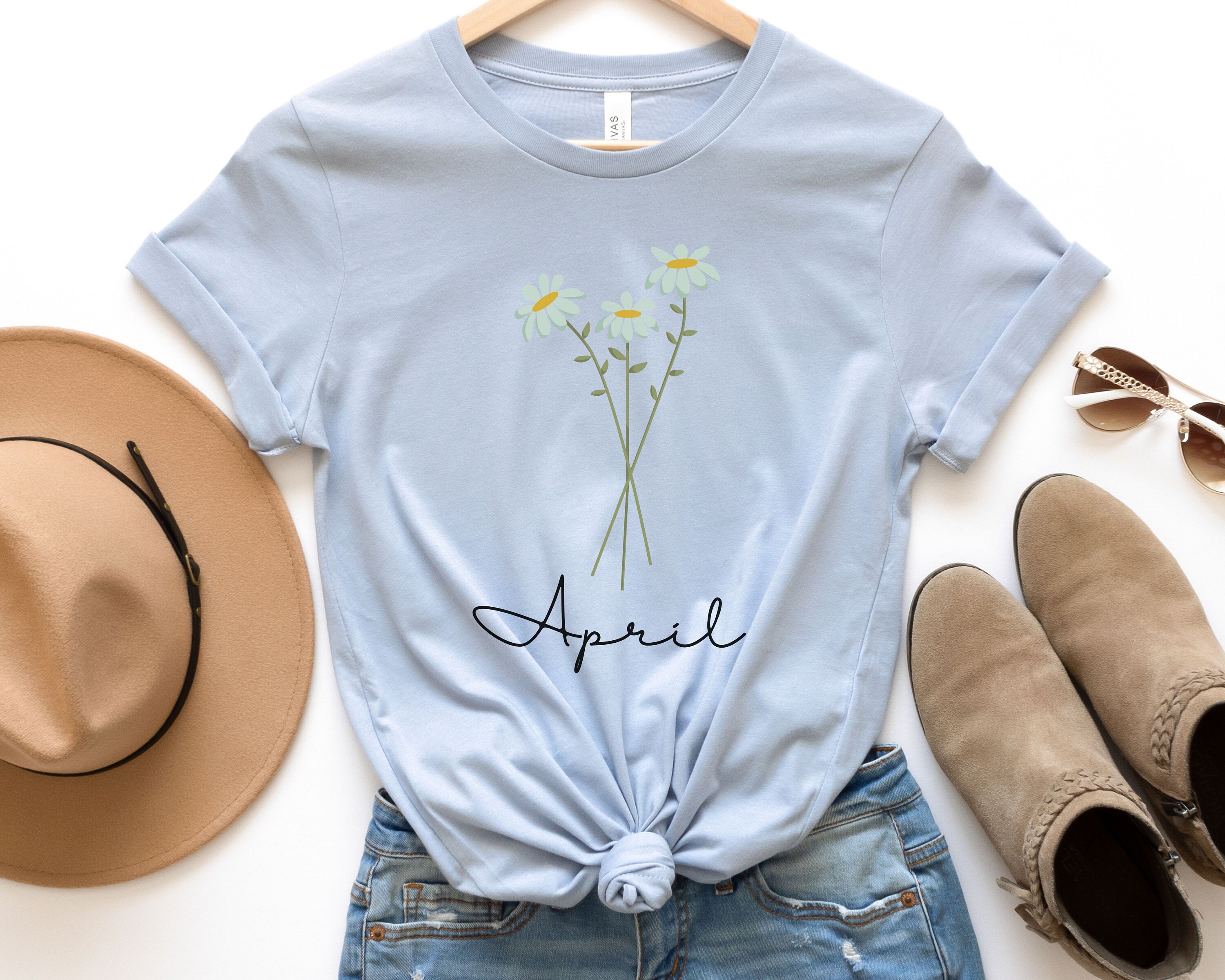 April Birth Month Flower Shirt, April Birthday Shirt, April Daisy Shirt ...