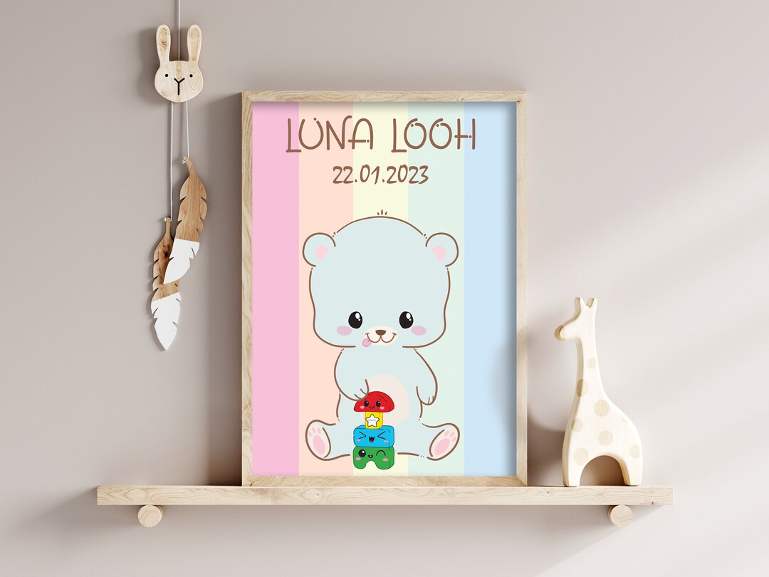 Poster With Name in DIN A4, Children's Room With Personalization, Girls ...