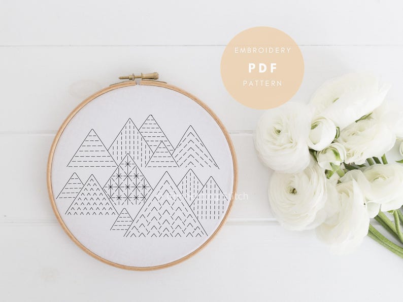 Padrão de Bordado Sashiko em PDF, Arte em Bastidor Inspirada em Sashiko ...