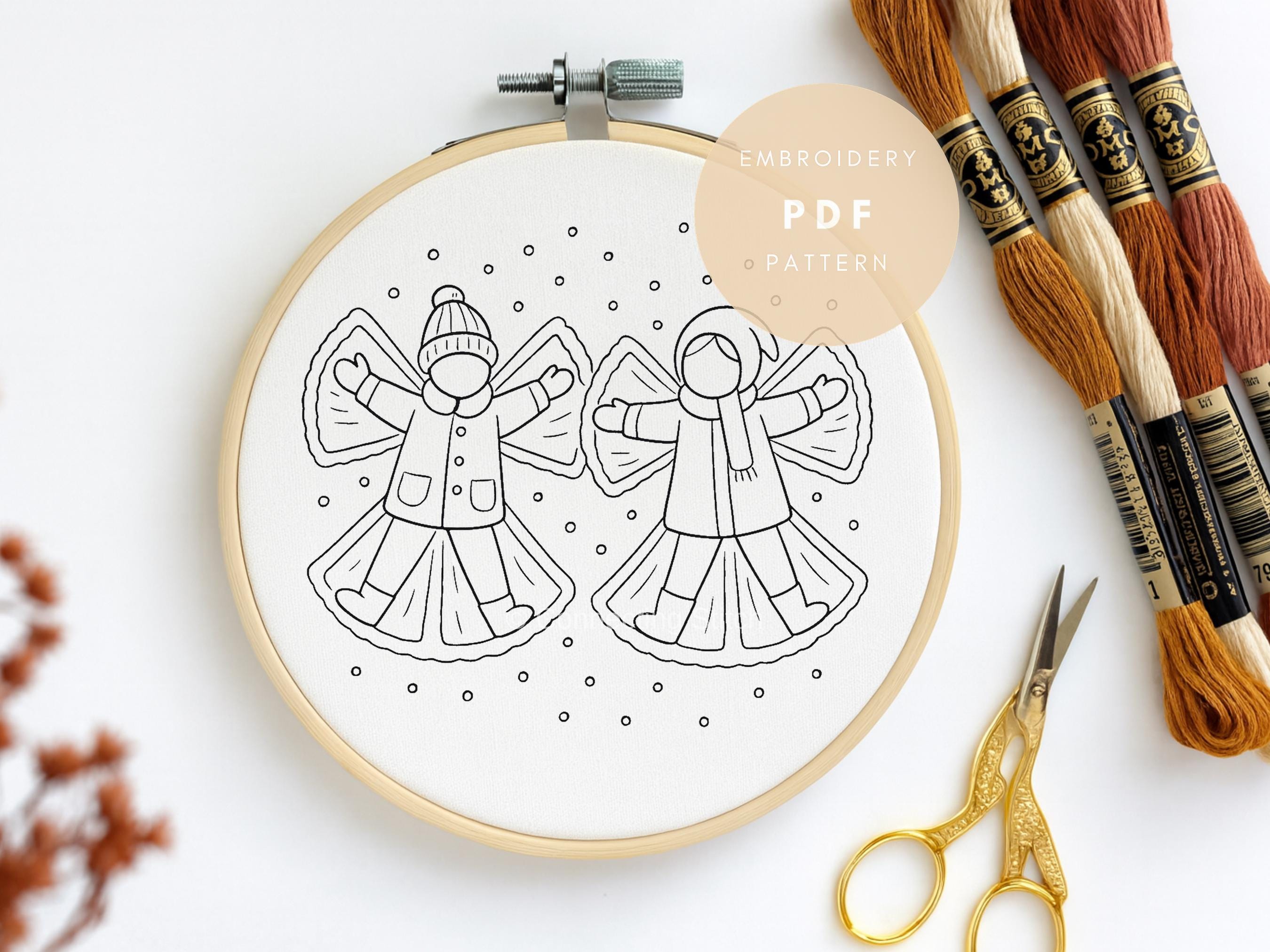 Snow Angels Embroidery Pattern – Winter Hand Embroidery PDF Template - Etsy