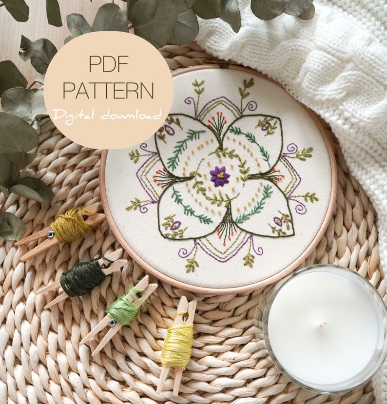 Mandala Embroidery Pattern and Guide, Digital Download - Etsy