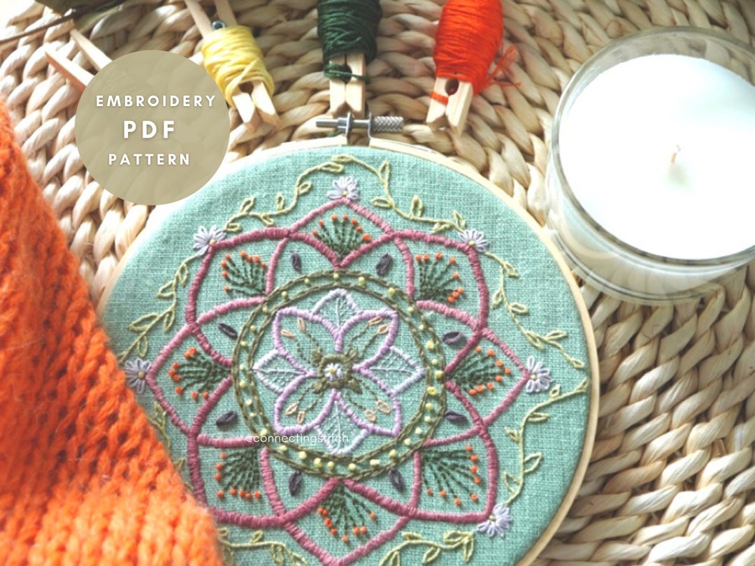 Mandala Embroidery Pattern and Guide, Beginner Embroidery, Digital ...