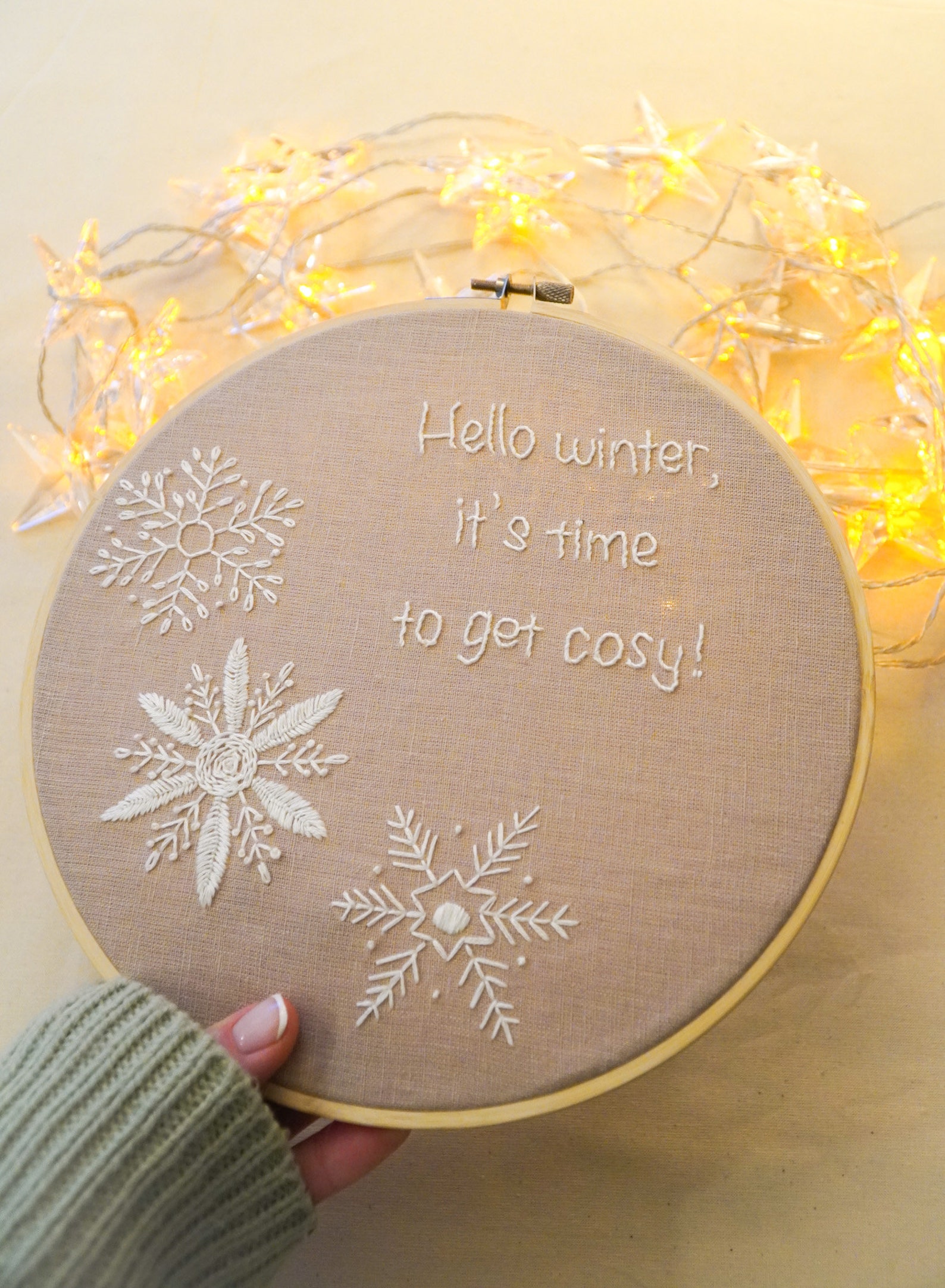 Three Snowflakes Christmas Embroidery Pattern With Quote, Beginner ...