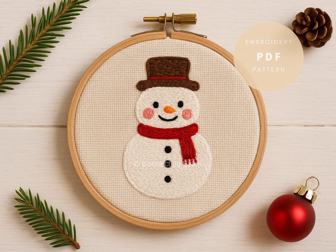 Snowman Embroidery Pattern PDF | Beginner Hand Embroidery Template ...