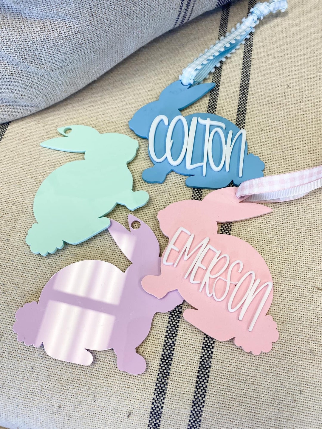 Acrylic Bunny Name Tag - Custom Name - Etsy