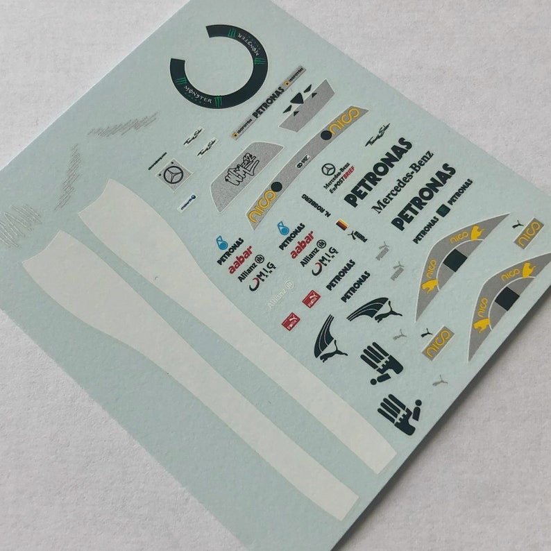 1:18 Decals Decals 1/18 Scale Waterslide Nico ROSBERG F1 Mercedes 2012 ...