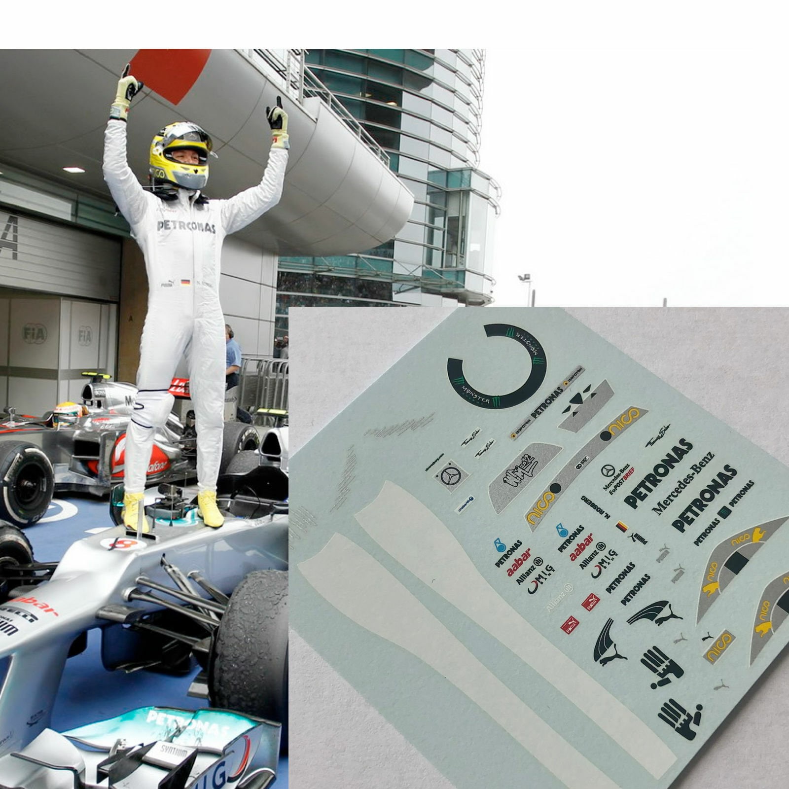 1:18 Decals Decals 1/18 Scale Waterslide Nico ROSBERG F1 Mercedes 2012 ...