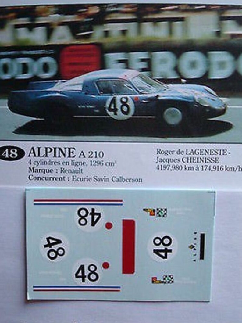 1:43 Decals Set 12 Decals 1/43 Scale Decal 12 ALPINE Renault A210/M63 ...