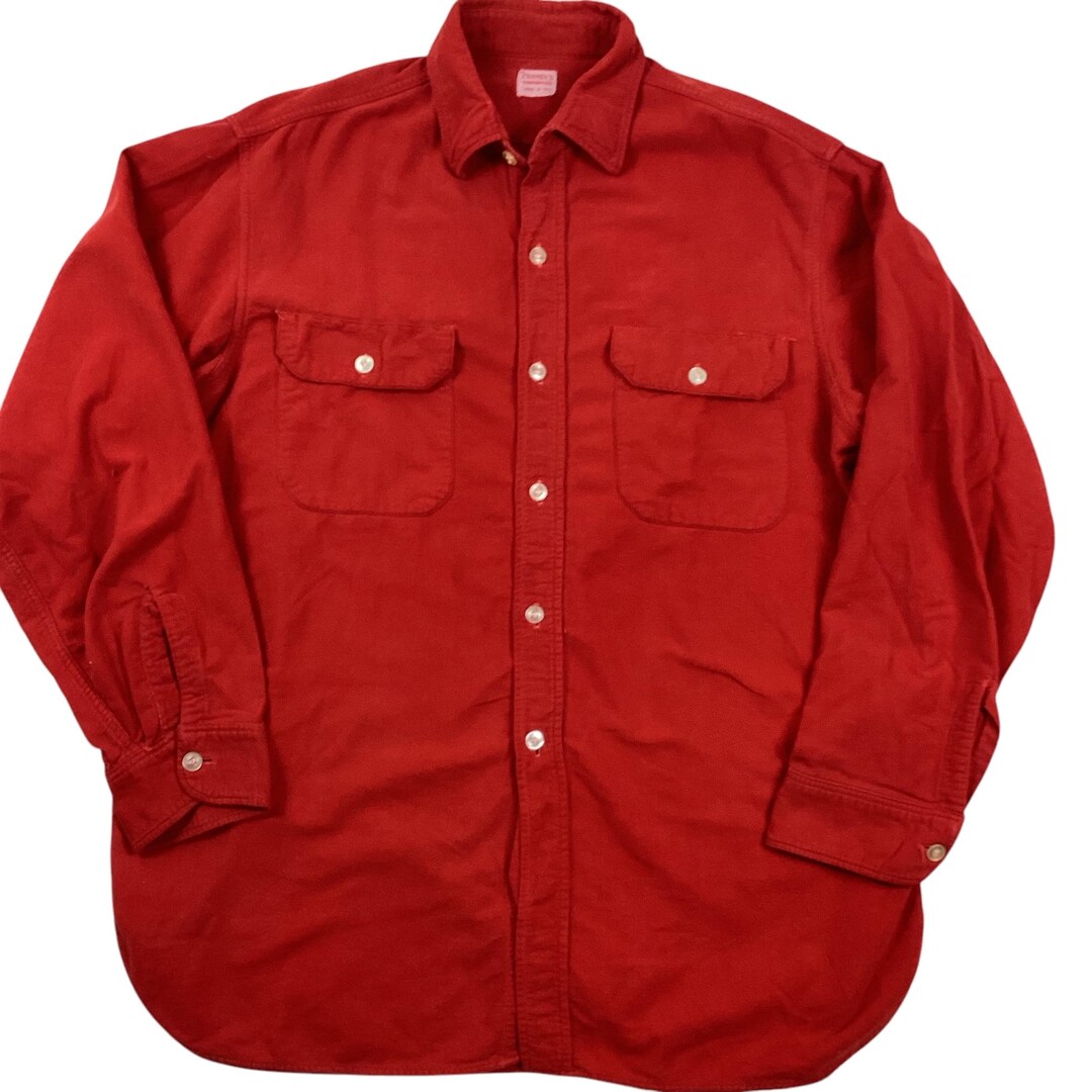 Vintage 50s Sanforized JC Penneys Button Front Long Sleeve Shirt ...