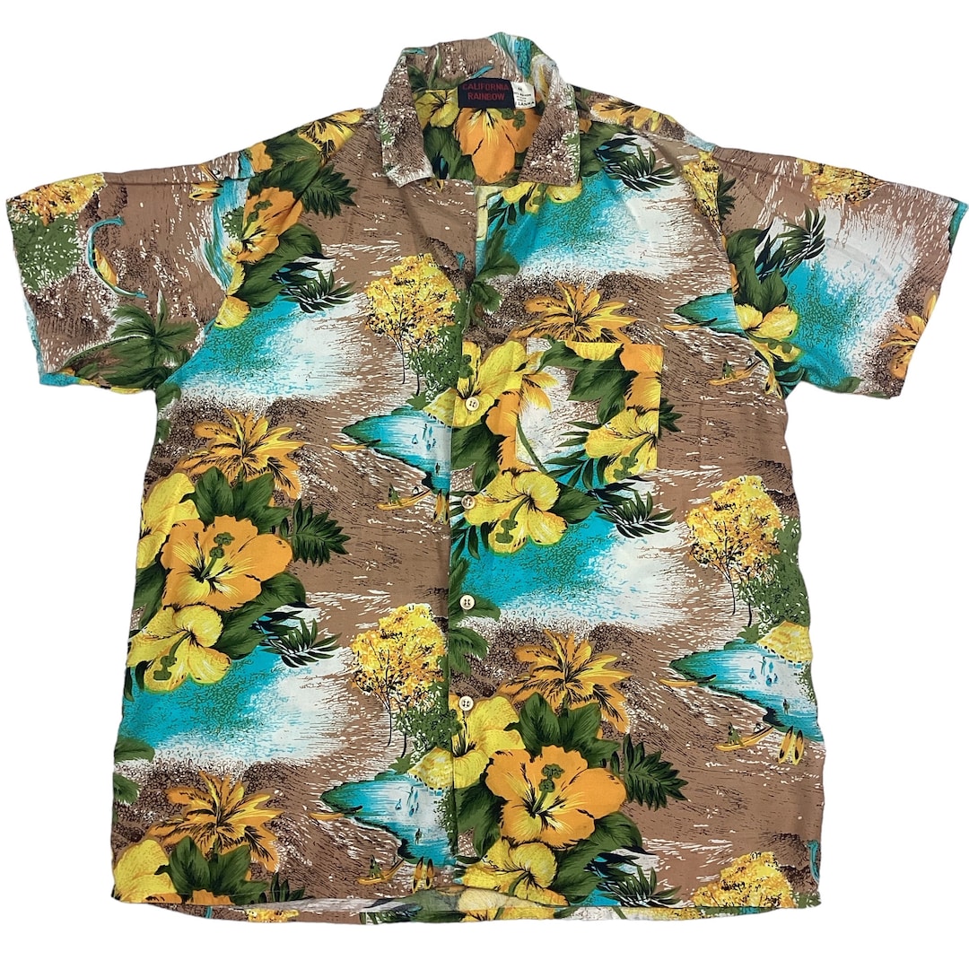 Vintage California Rainbow 90s Tropical Button Front Shirt. All Over ...