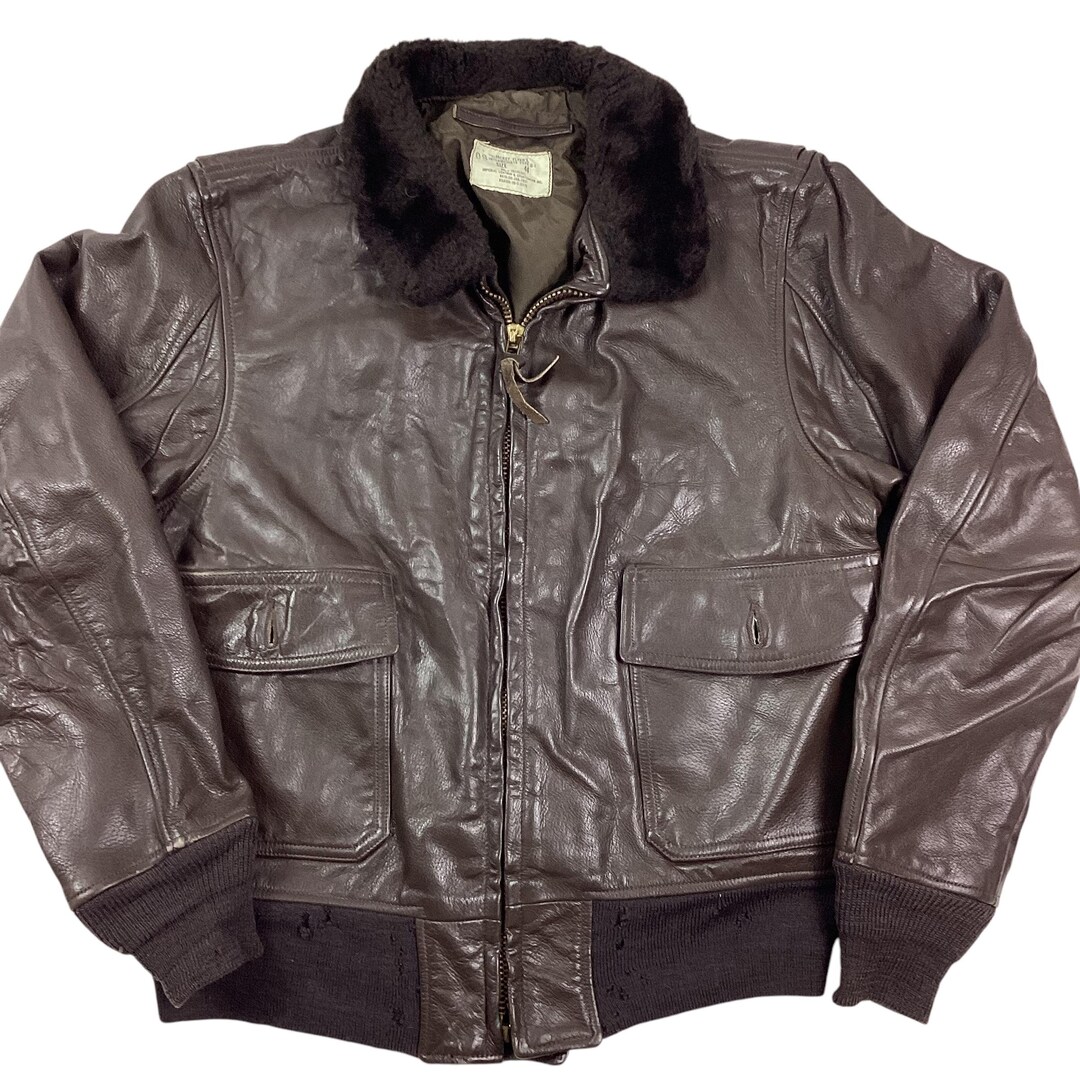 Vintage Usn Us Navy Leather Jacket Flyers Type G-1. Military 1976. Made ...