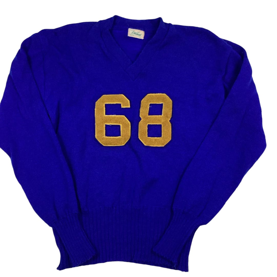 Vintage 1968 Cobalt Blue Varsity Sweater. Made in the USA. 100% Wool ...