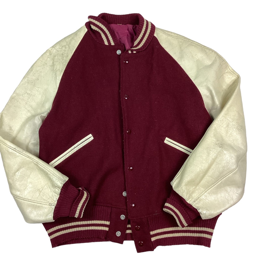 Vintage 50s Funks Flyers Varsity Jacket. Fully Lined. Burgundy/cream ...