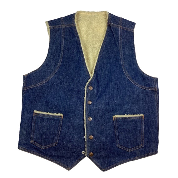 Vintage Big Smith 70s denim Sherpa vest. Tag removed,… - Gem