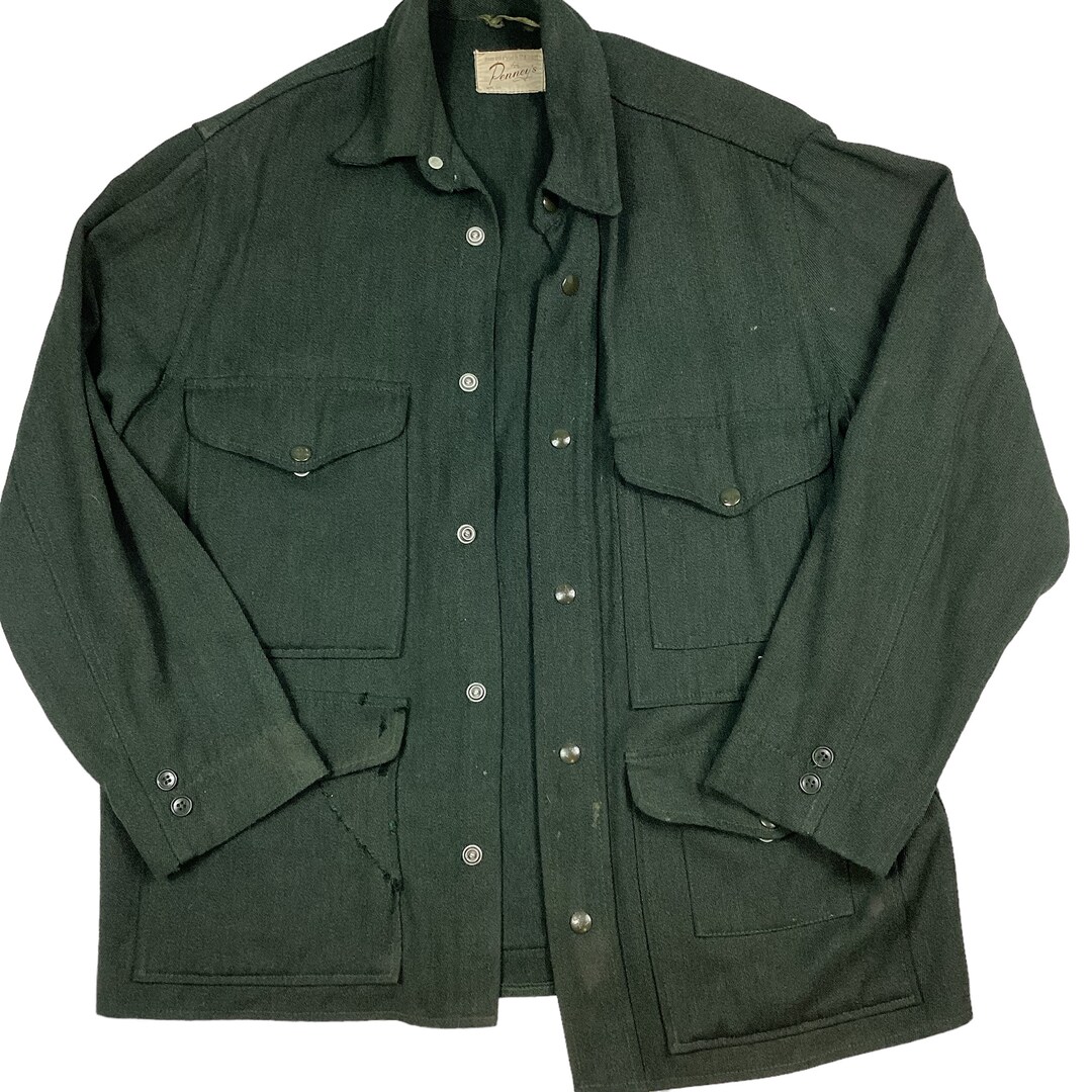 Vintage Jcpenney 1940s/50s Hunting Jacket. Snap Enclosure. Olive Green ...