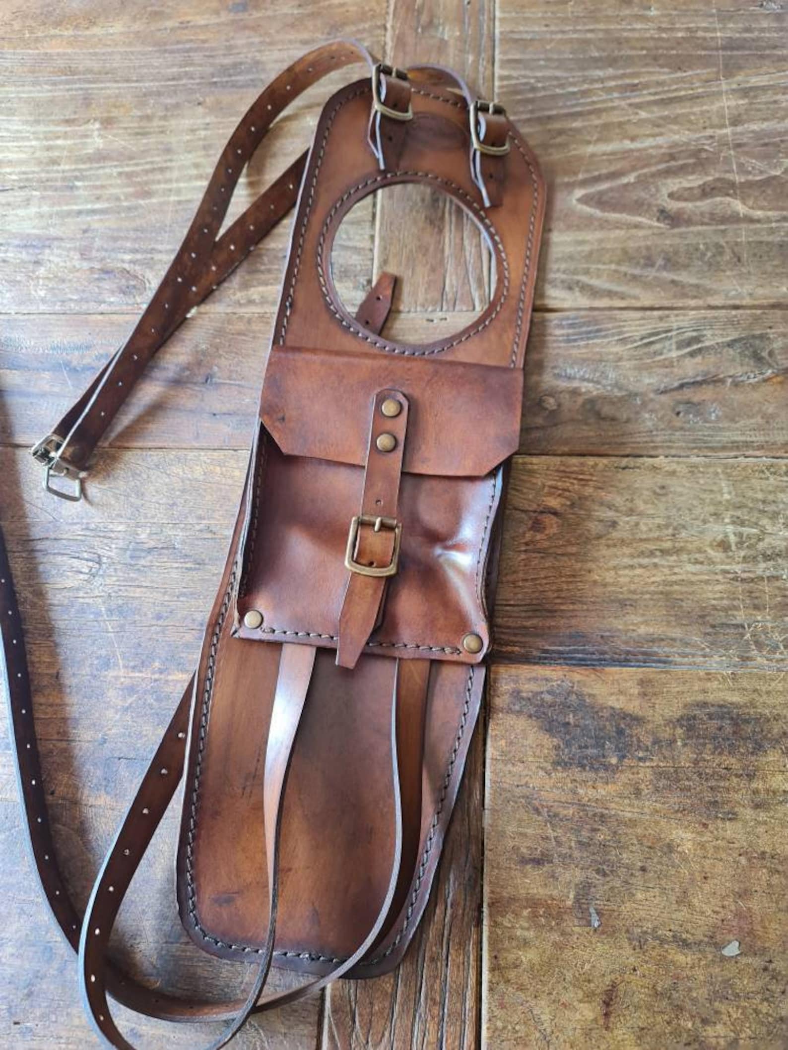 Indian Scout Series Leather Tank Belt and Documents Bag Cafe - Etsy