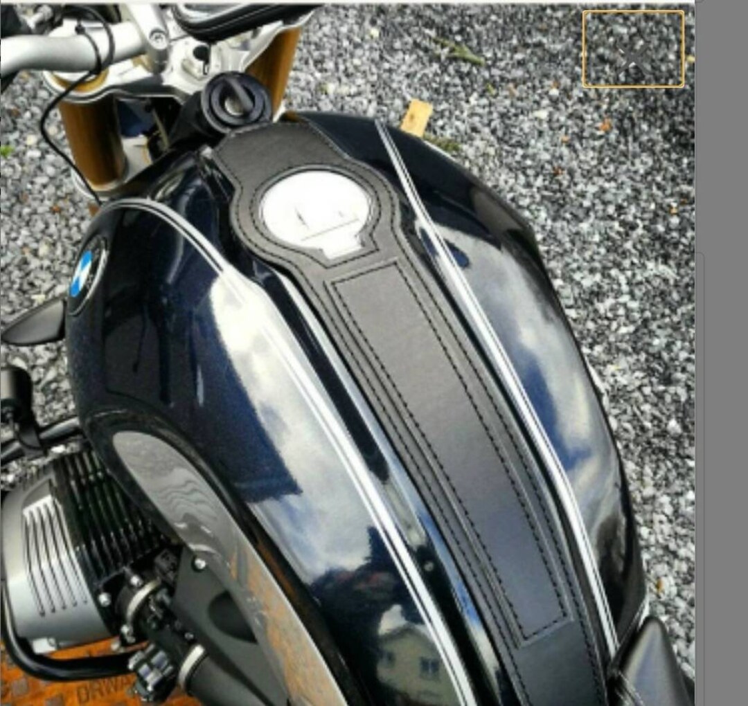 Bmw R Nine T Black Leather Tank Strap Cafe Racer and Scrambler Black ...