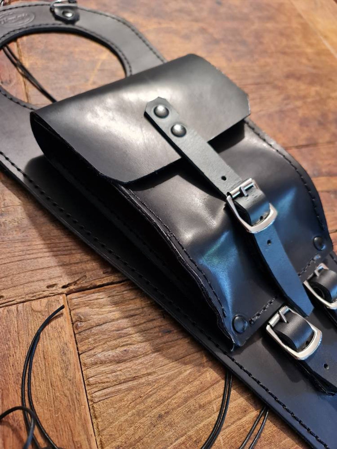 Honda Rebel 1100 Tank Strap. Leather Tank Belt and Documents Bag. Black ...