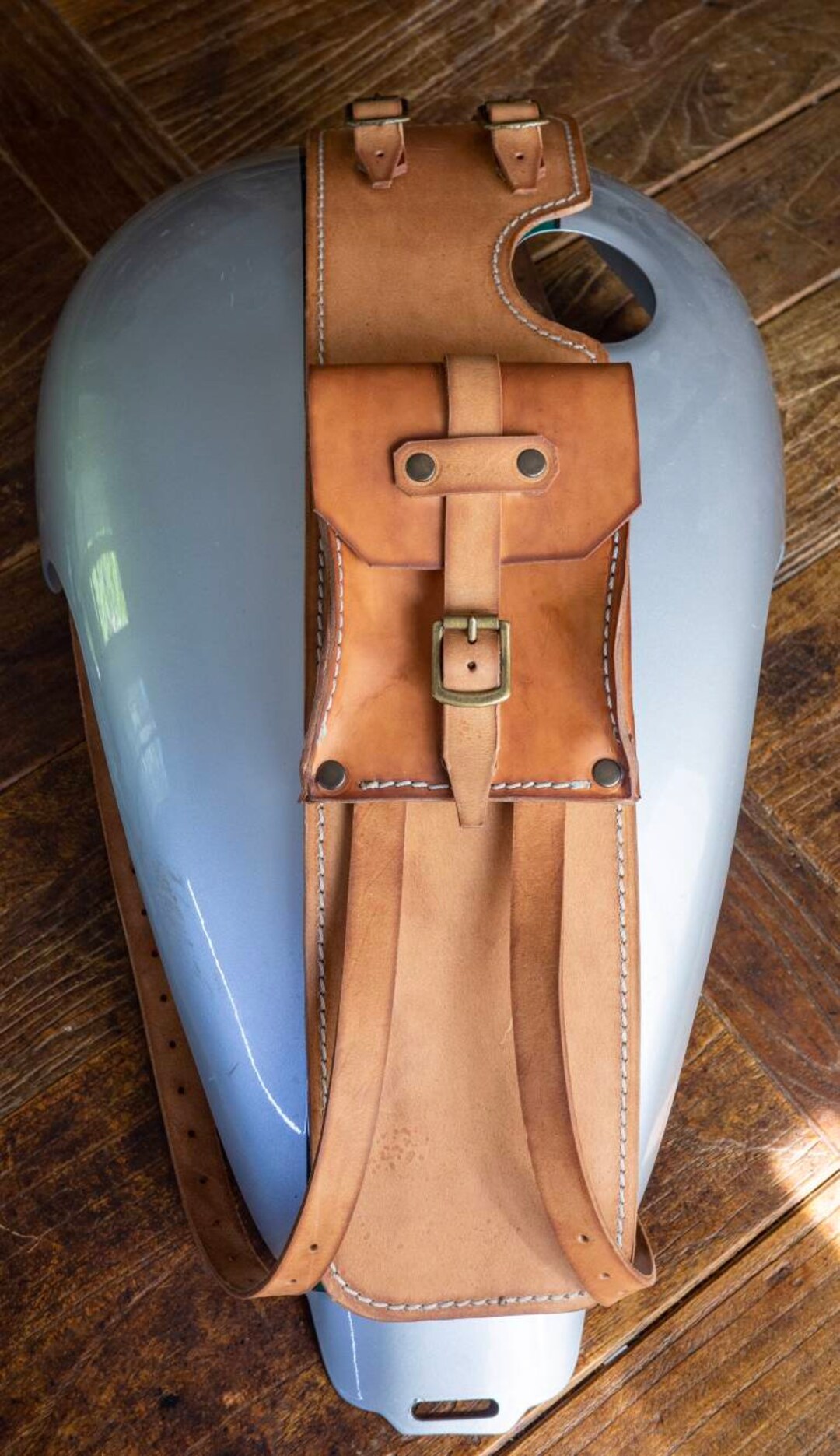 Tank Band for Triumph in Natural Leather With Patina Effect - Etsy