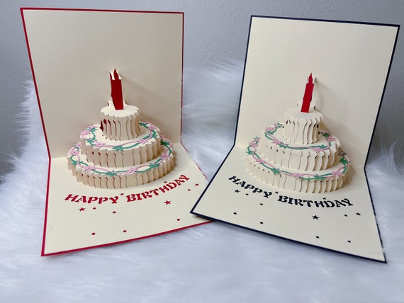 Happy Birthday 3D Paper Birthday Cake Card Popup Bday Cards - Etsy
