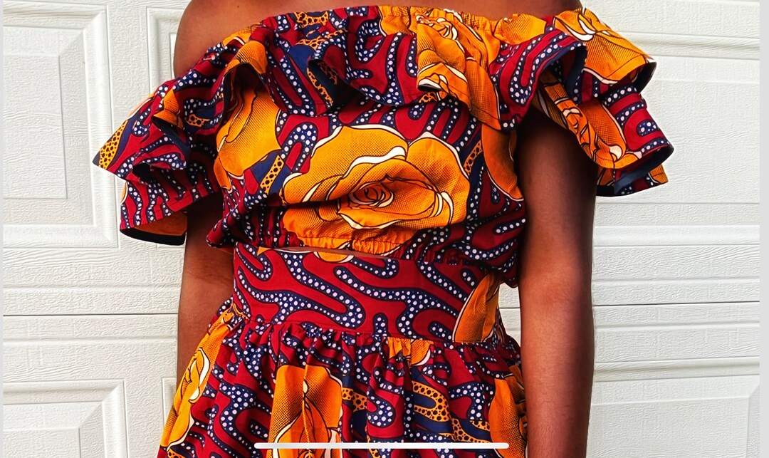 Mobola Off Shoulder Ankara Cropflutter Sleeve Crop Top Etsy