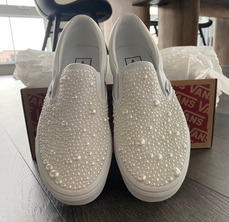 Wedding Pearl Embellished Vans Slip-ons FULL SHOE - Etsy