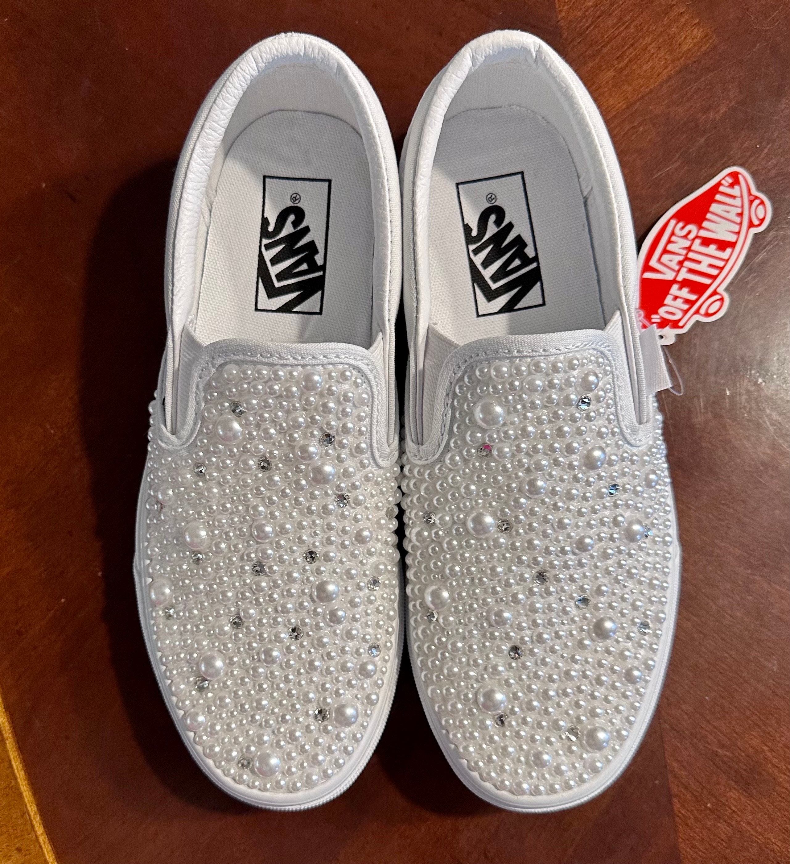 Wedding Pearl Embellished Vans Slip-ons FULL SHOE - Etsy