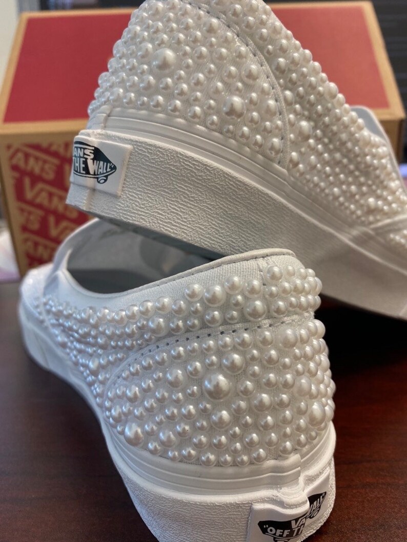 Wedding Pearl Embellished Vans Slip-ons FULL SHOE - Etsy