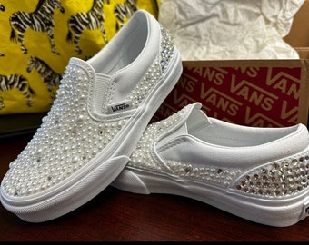 Wedding Pearl Embellished Vans Slip-ons FULL SHOE - Etsy