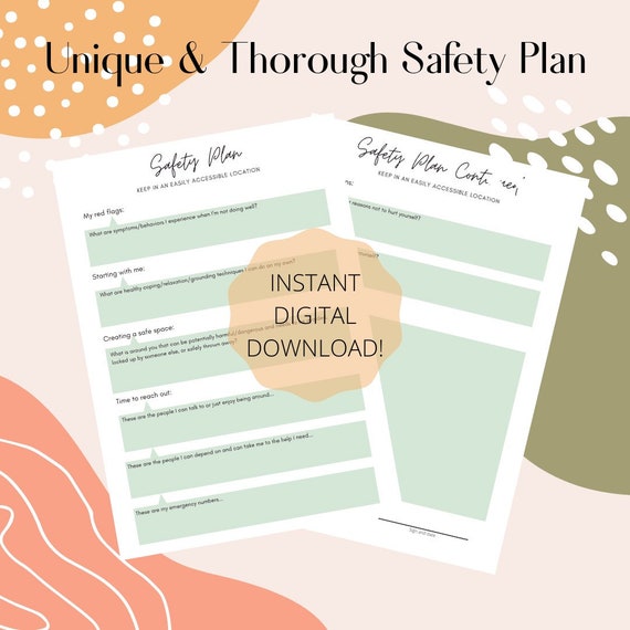 Printable Safety Plan Template therapy Crisis High Risk | Etsy