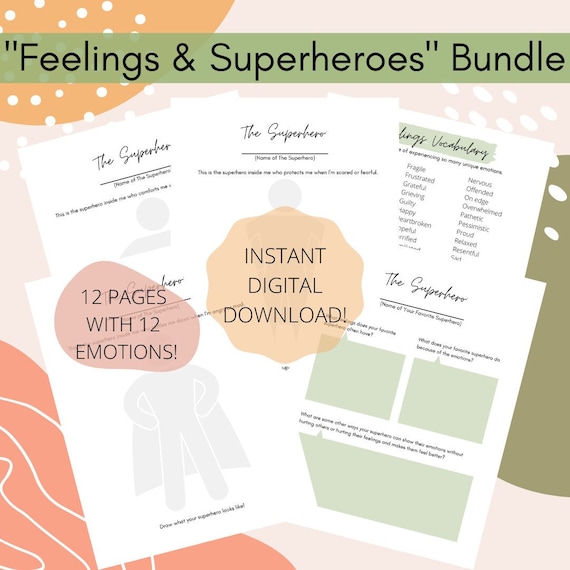 Printable Feelings Superheroes Bundle Kids & Teens emotions | Etsy