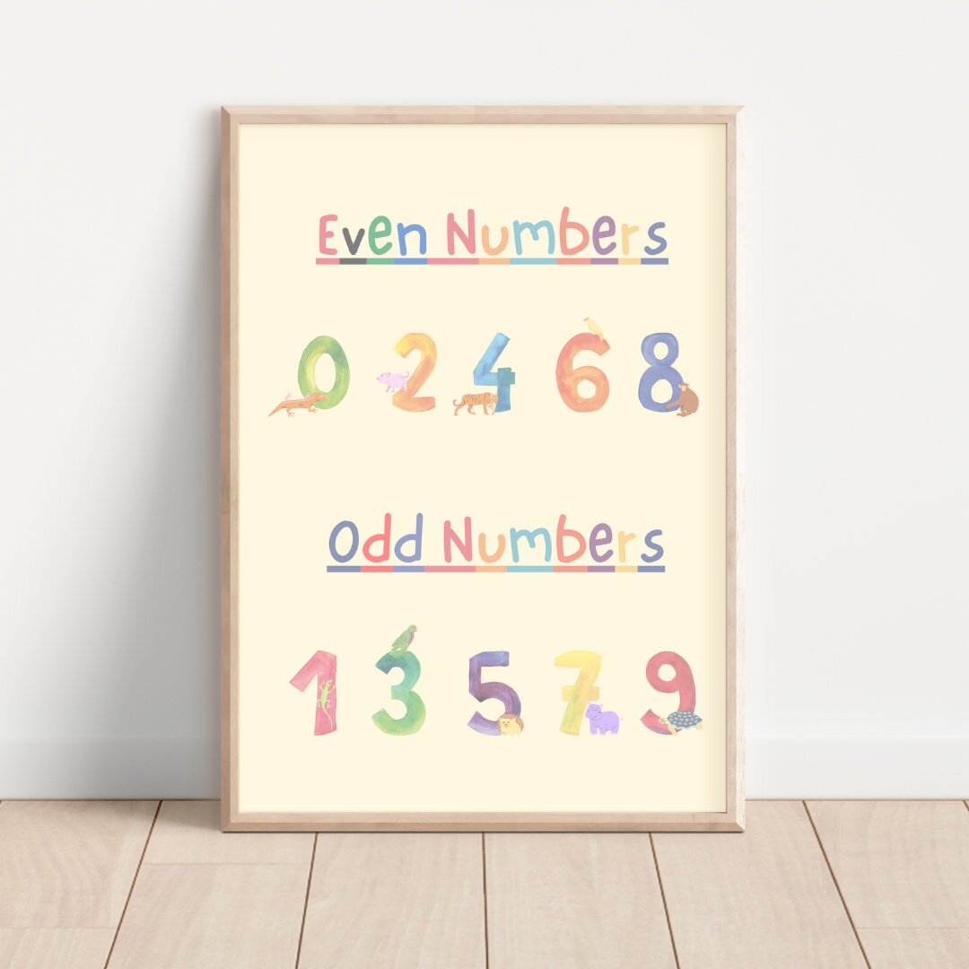 Even Odd Animal Numbers Poster Digital Download Preschool Teacher ...