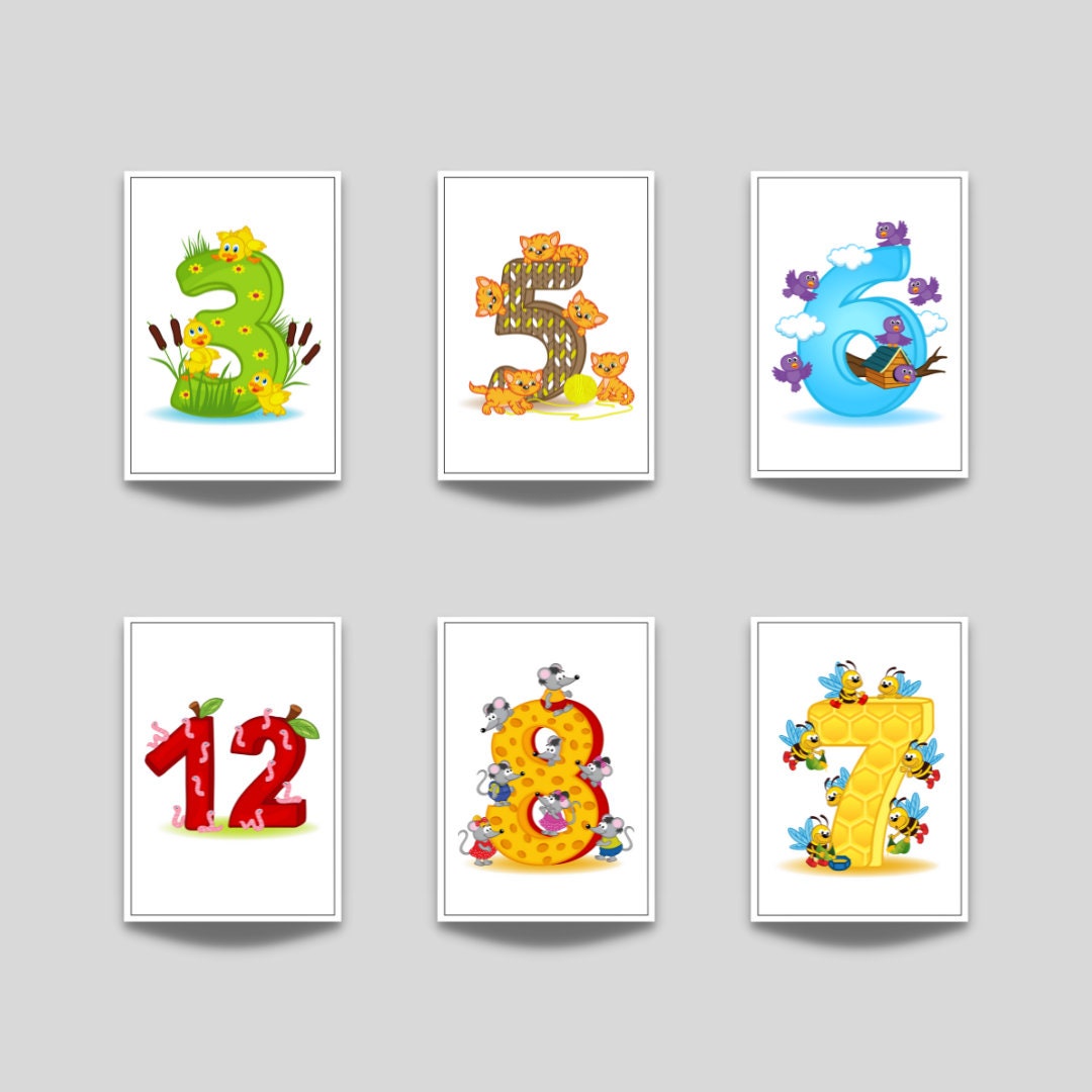 Learning Numbers Poster Flashcards Digital Download Preschool Teacher ...