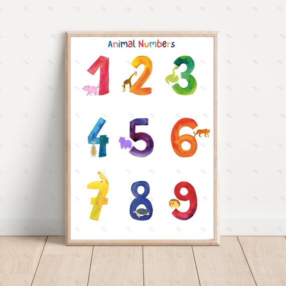 Animal Numbers Poster Digital Download Preschool Teacher | Etsy