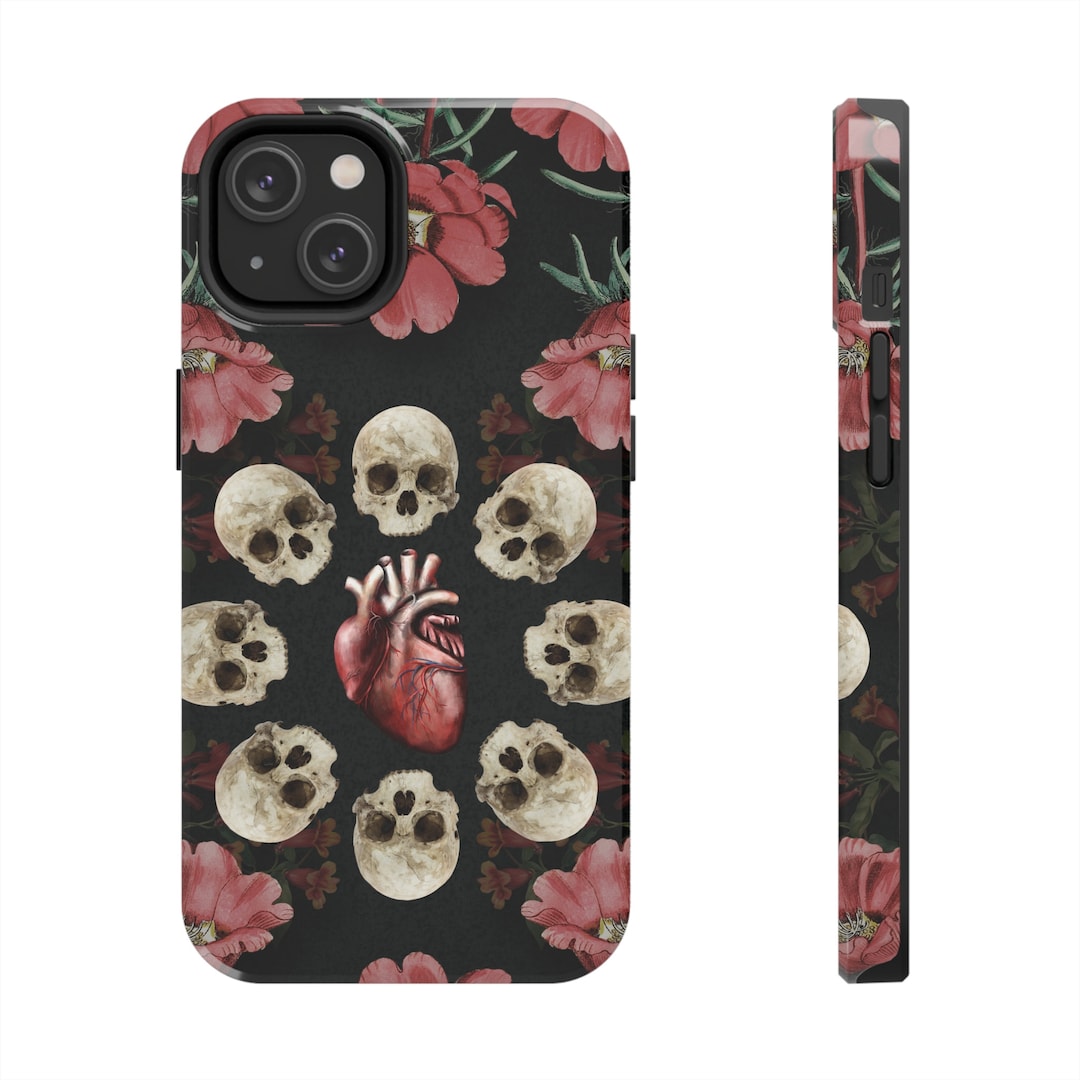 Skeleton Phone Case Skulls and Flowers Case Halloween Phone - Etsy