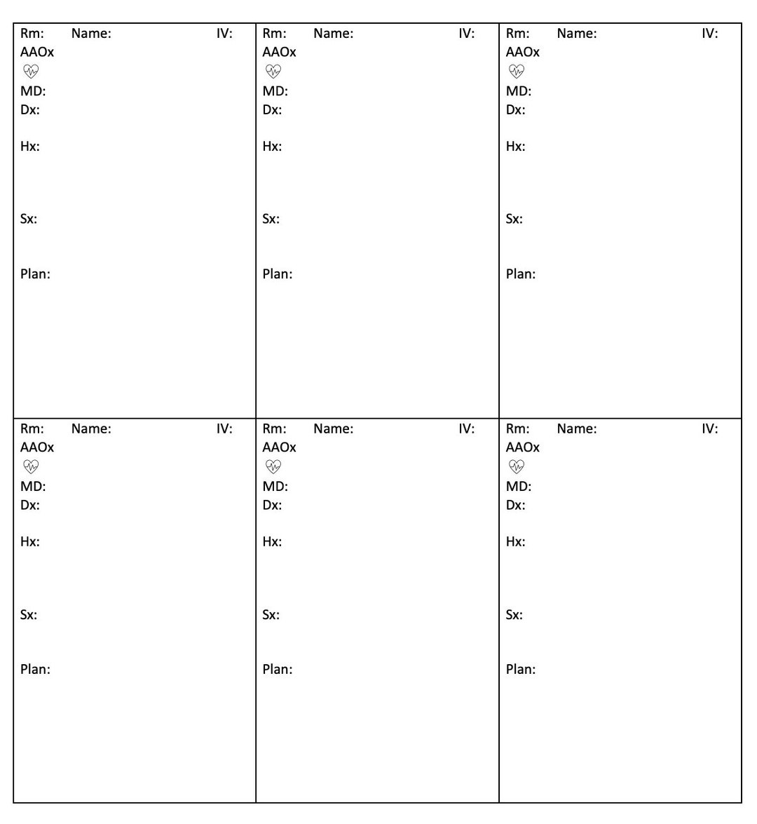 Simple Nurse Report Sheets - Etsy